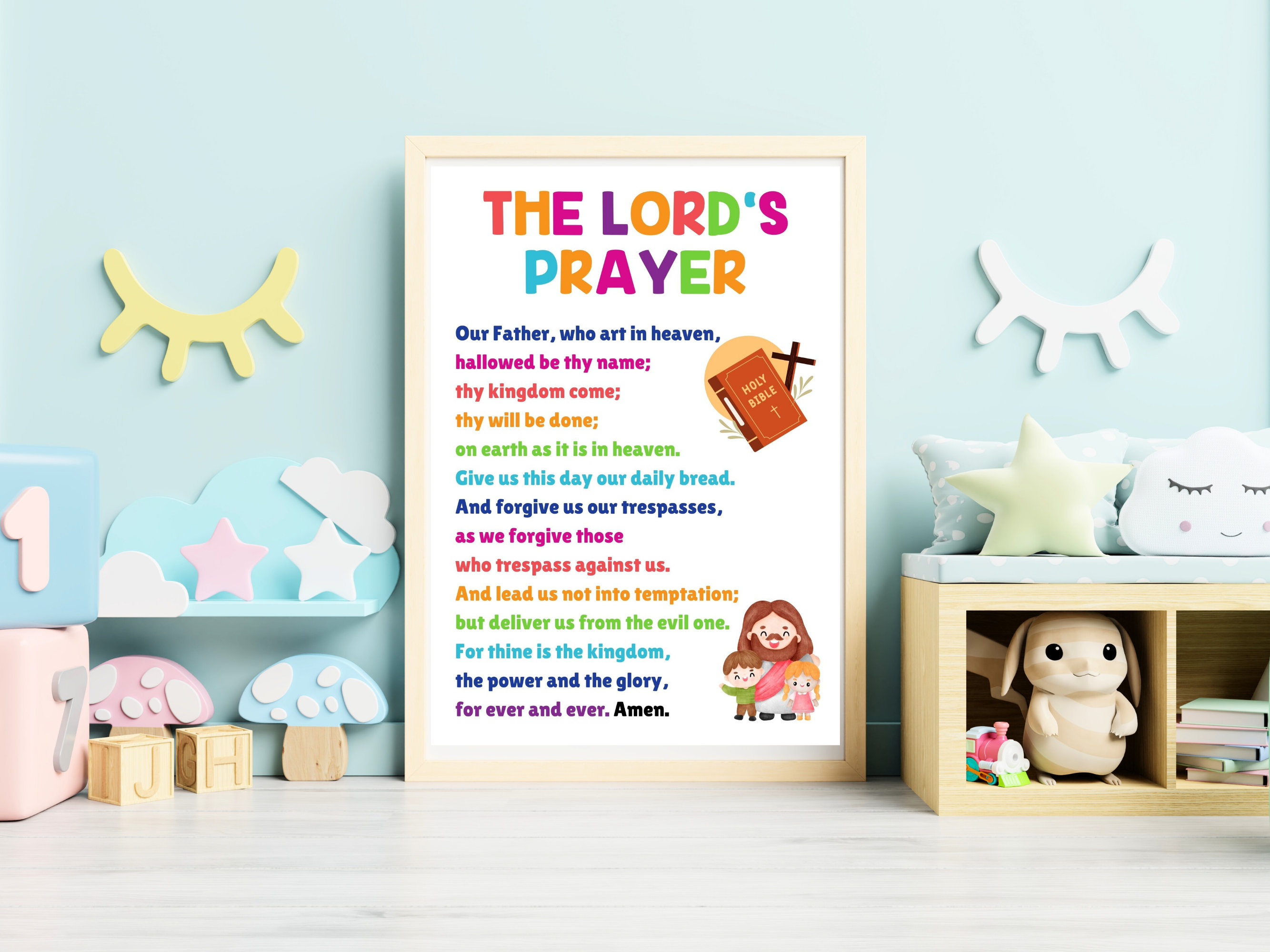 The Lord's Prayer Poster: Rainbow Kids Bible Verse (digital Download ...