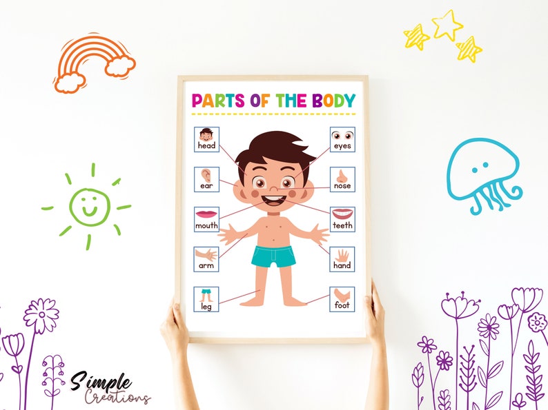 Parts of the Body Boy Science Educational Posters, Wall Decor ...