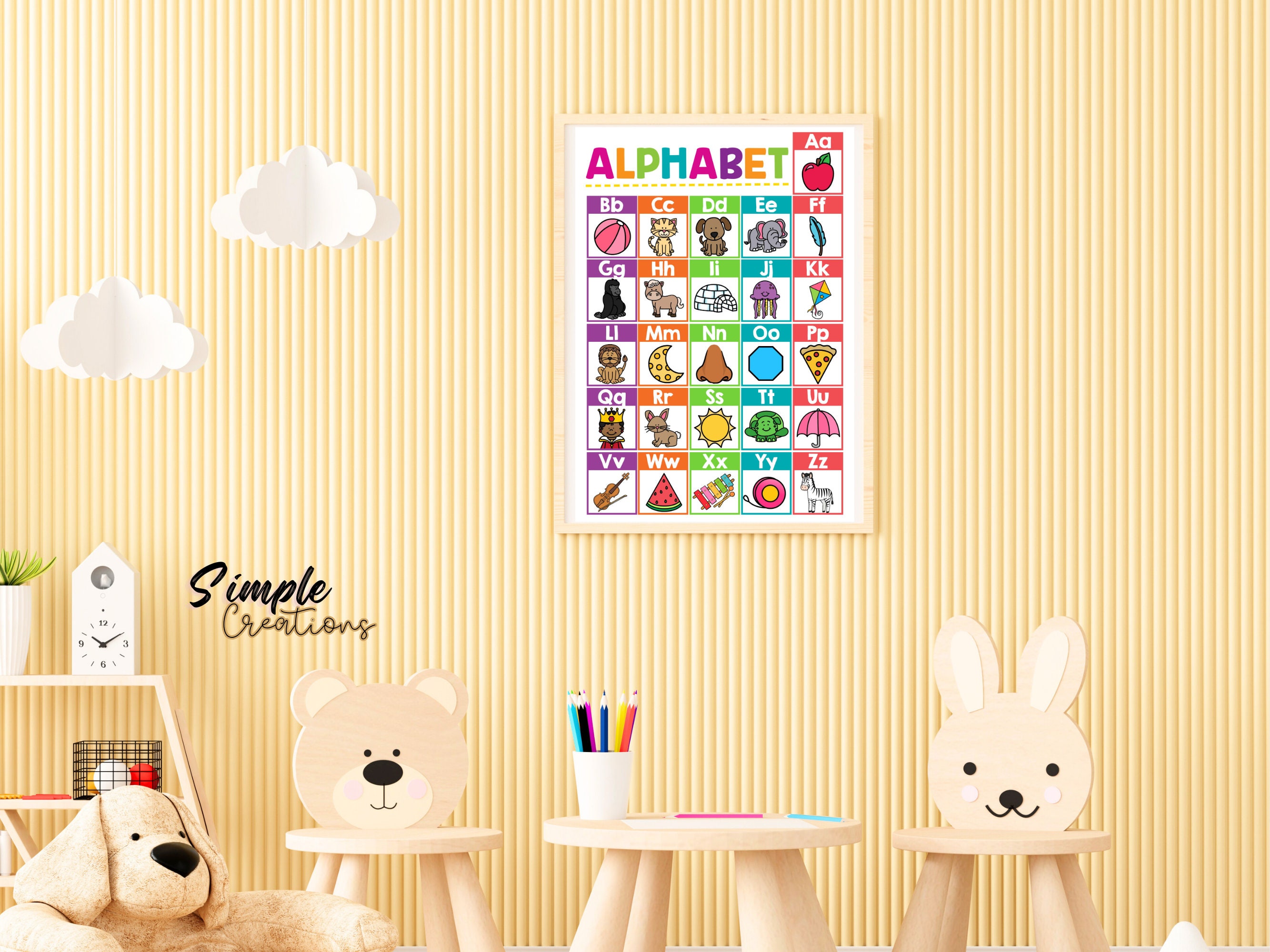 Rainbow Alphabet Print: Printable Education Poster, Kids Room Decor ...