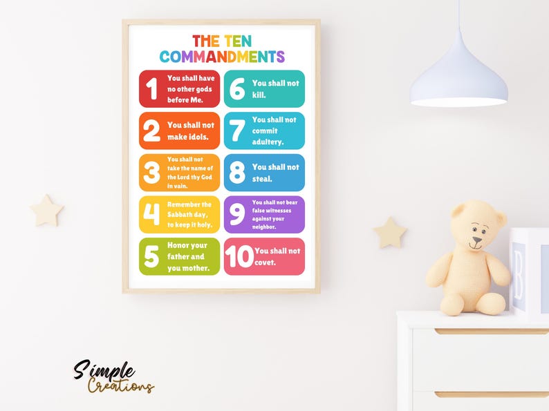 The 10 Commandments Posters, Homeschool Prints, Kids Bible Verse ...