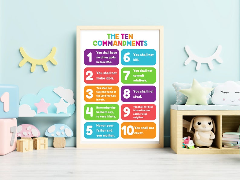 The 10 Commandments Posters, Homeschool Prints, Kids Bible Verse ...