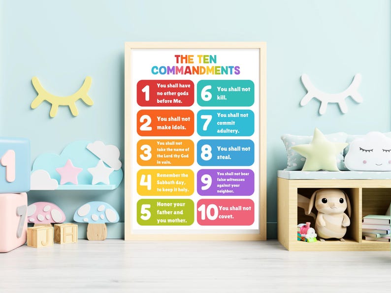 The 10 Commandments Posters, Homeschool Prints, Kids Bible Verse ...