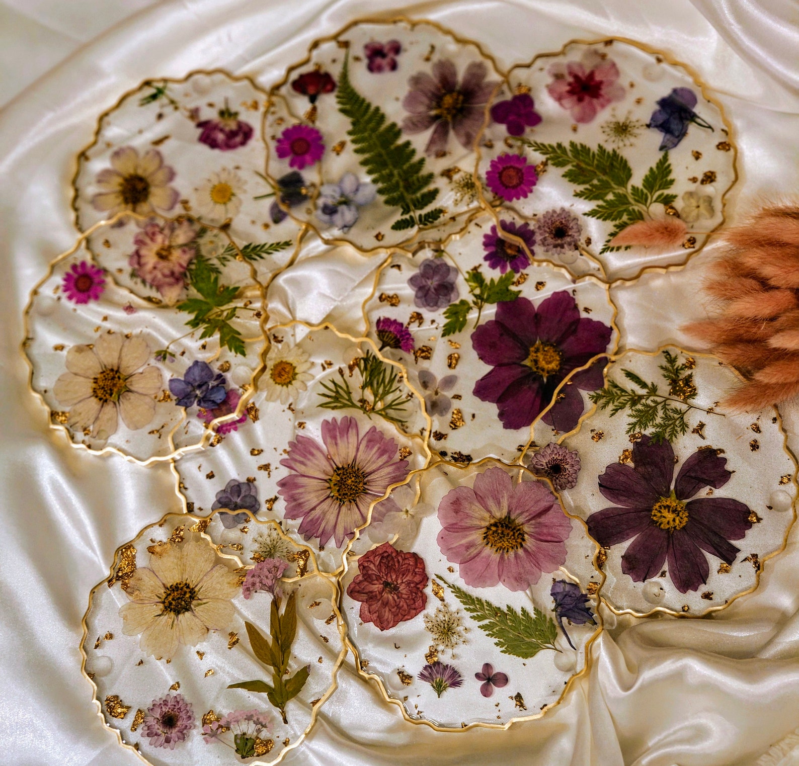 Purple Resin Real Pressed Flowers Coasters - Etsy
