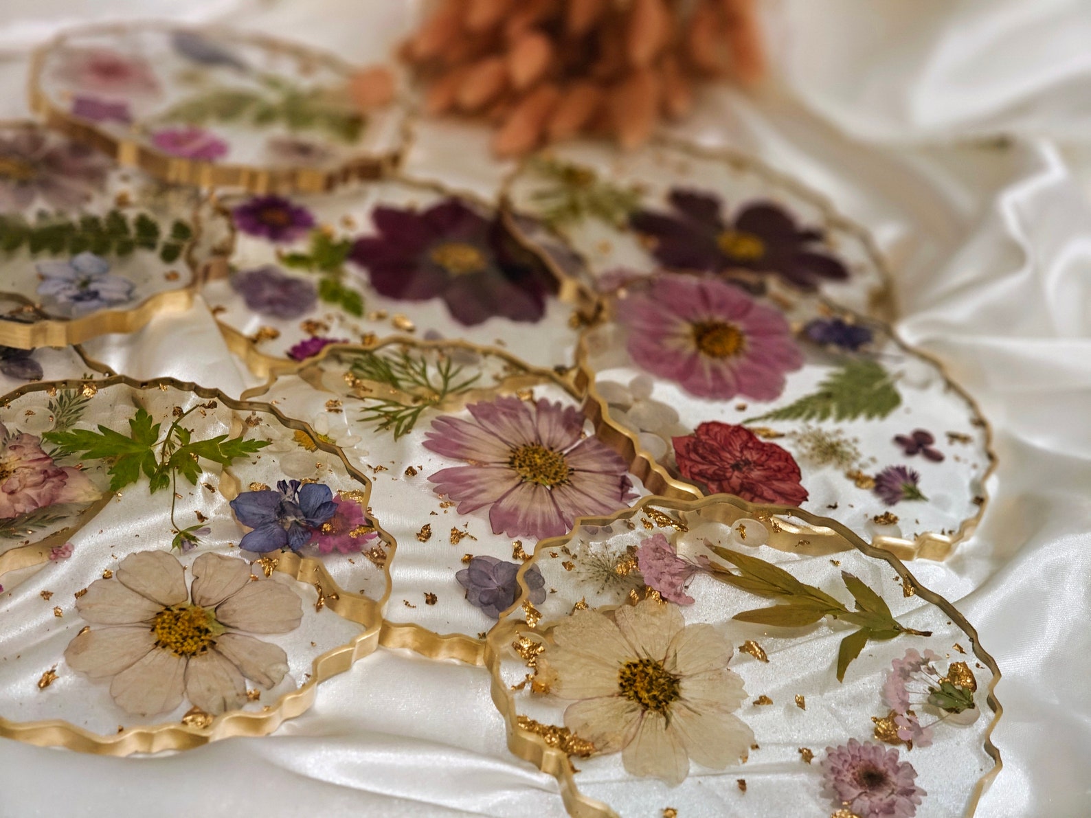 Purple Resin Real Pressed Flowers Coasters - Etsy