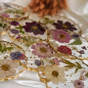 Purple Resin Real Pressed Flowers Coasters - Etsy