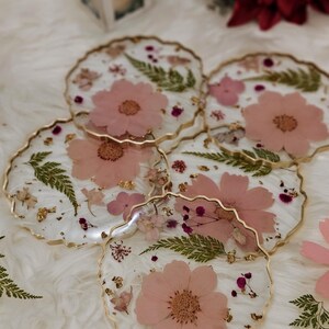 Pink Resin Real Pressed Flowers Coasters - Etsy