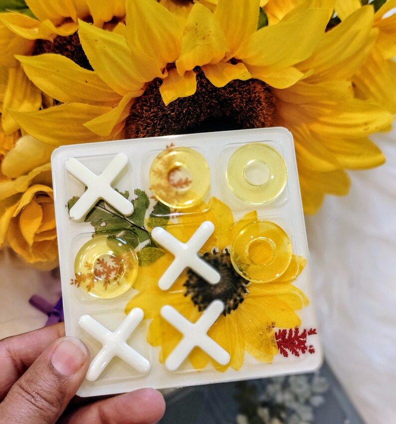 Handmade Real Pressed Flowers Travel Size Resin Tic-tac-toe Board - Etsy