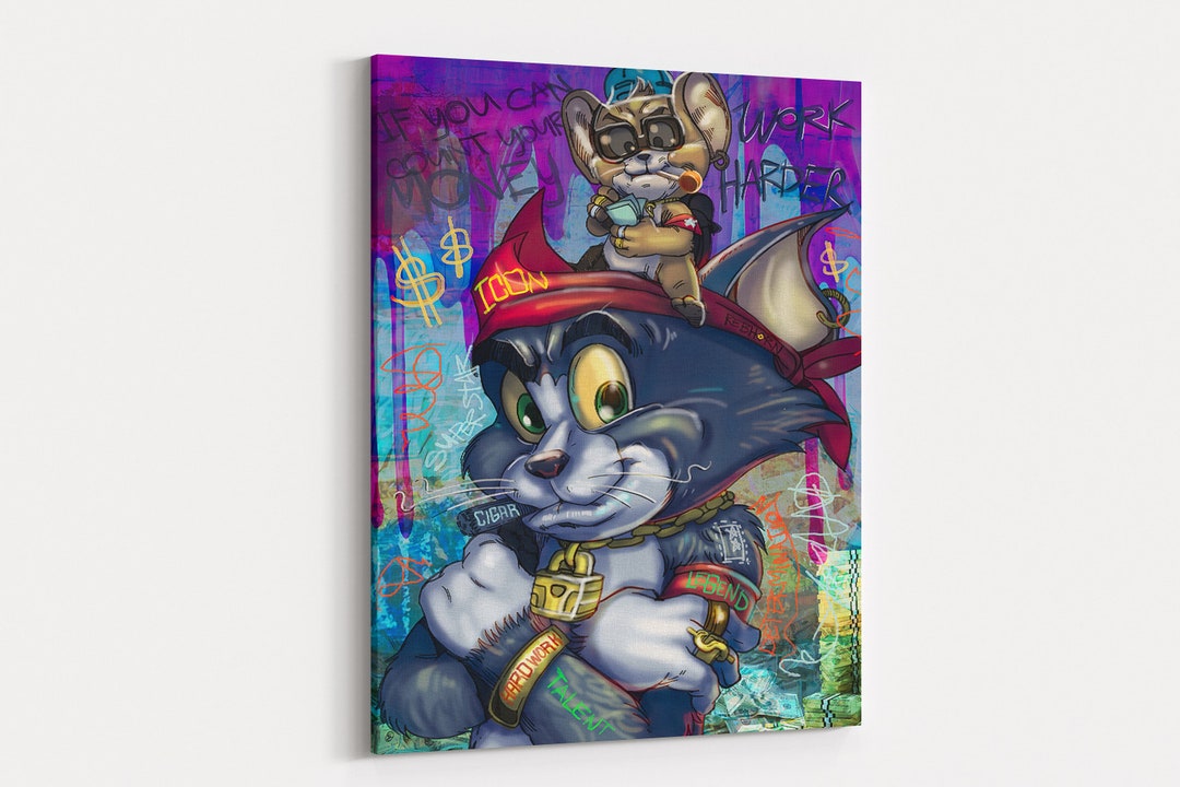 Gangster Tom and Jerry Pop Art Graffiti Canvas Home Decor Print ...