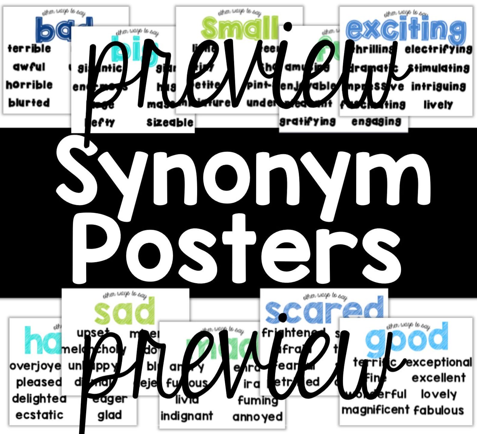 Synonyms - Other Ways to Say Boring Words Posters - Etsy