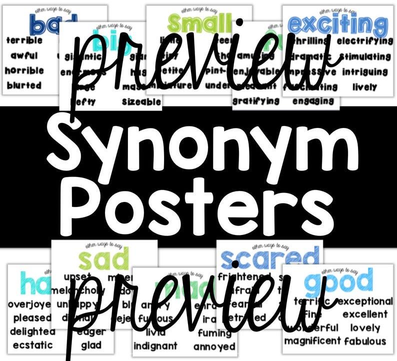 Synonyms - Other Ways to Say Boring Words Posters - Etsy