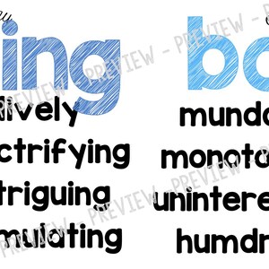 Synonyms - Other Ways to Say Boring Words Posters - Etsy