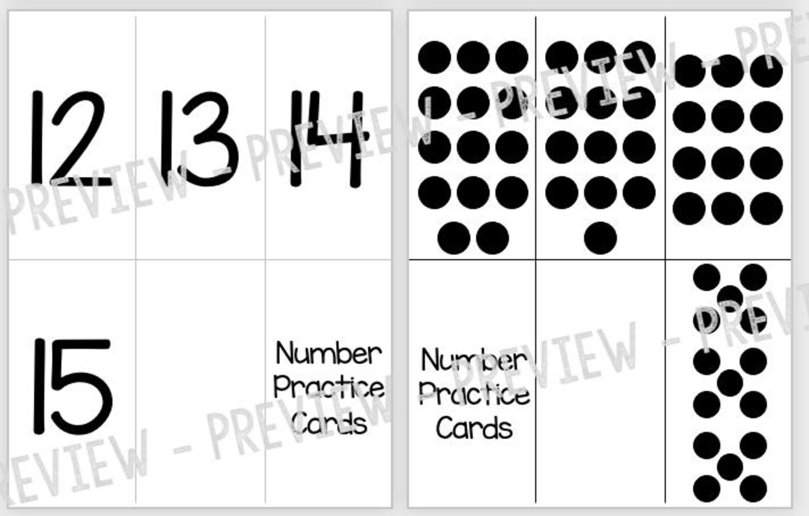 Number and Quanitity Flash Cards 0 to 15 - Etsy