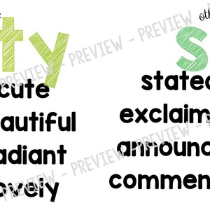 Synonyms - Other Ways to Say Boring Words Posters - Etsy