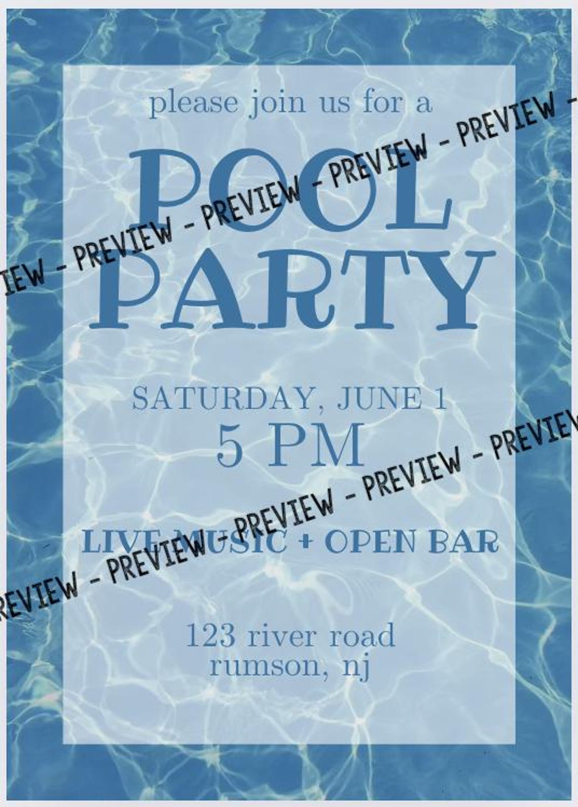 Pool Party Invitation Editable Template - 2 Versions - Etsy
