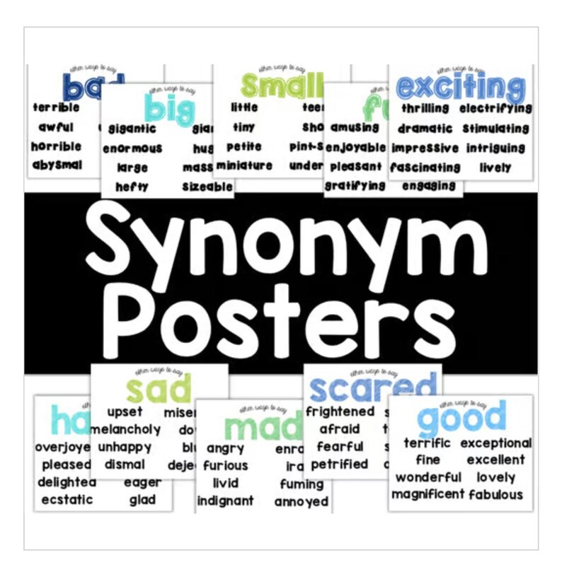 Synonyms - Other Ways to Say Boring Words Posters - Etsy