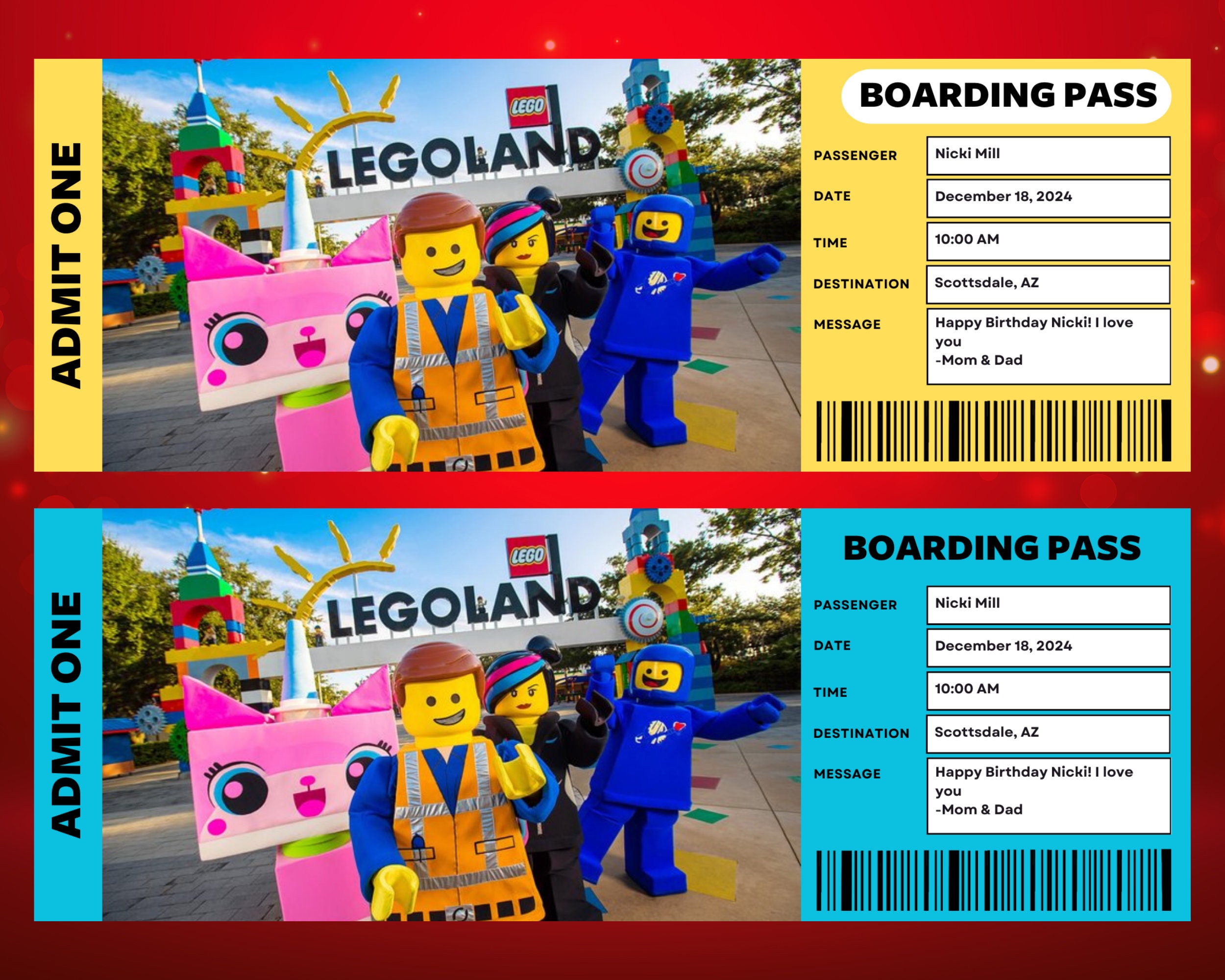 Editable Legoland Theme Park Surprise Ticket, Vacation Trip Ticket ...