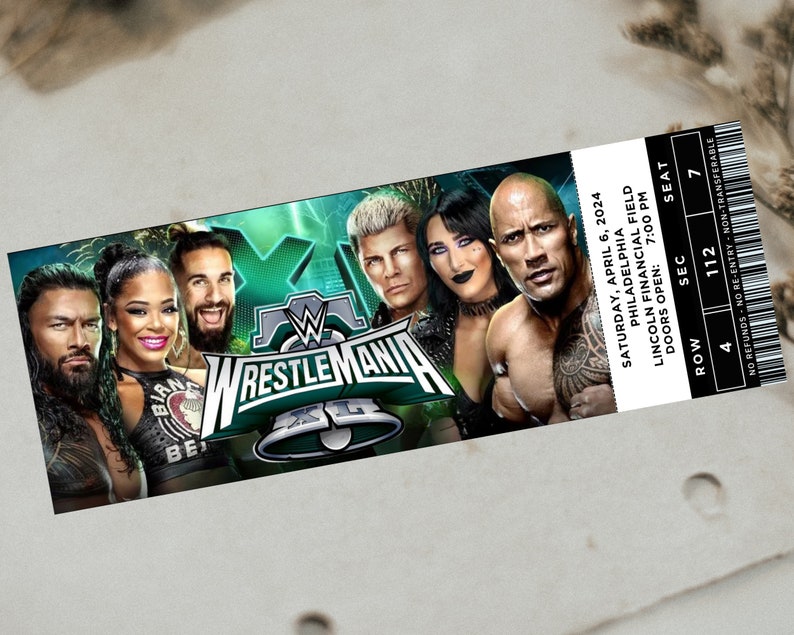 4 in 1 Printable WWE Wrestlemania XL 40 Ticket, Editable Keepsake ...