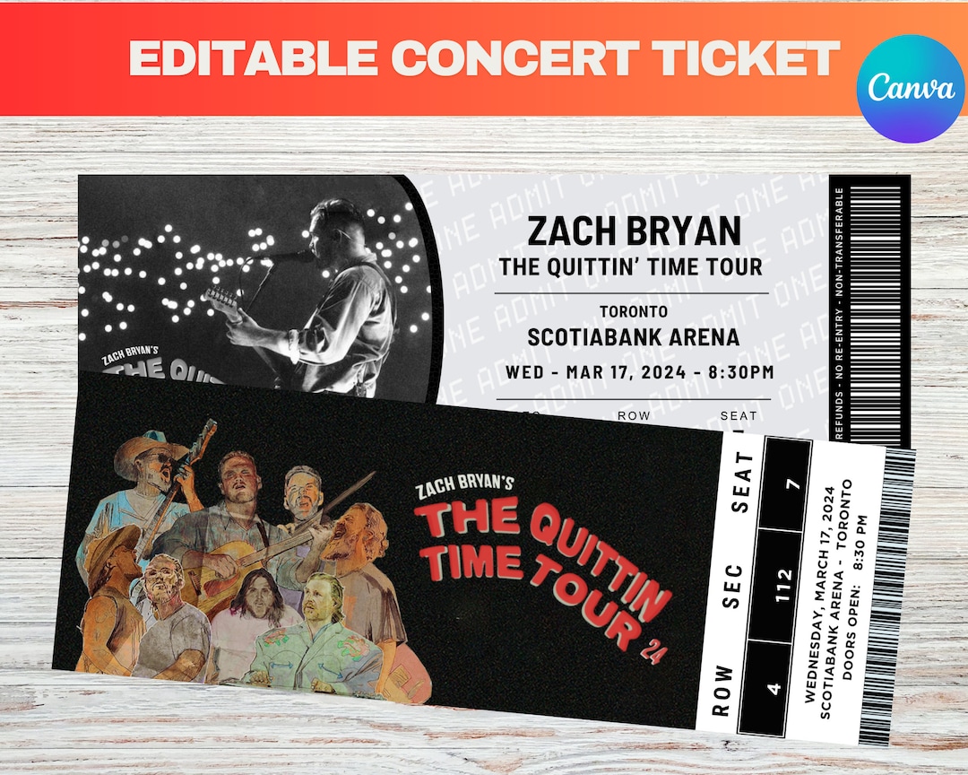 Editable Zach Bryan Concert Ticket, Printable Memorabilia, Surprise ...