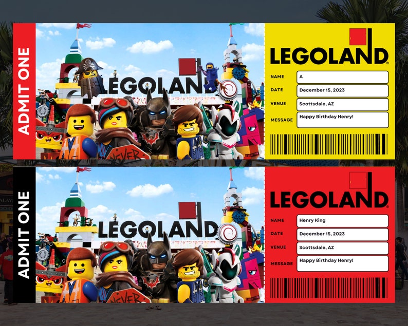 Editable Legoland Theme Park Surprise Ticket, Vacation Trip Ticket ...