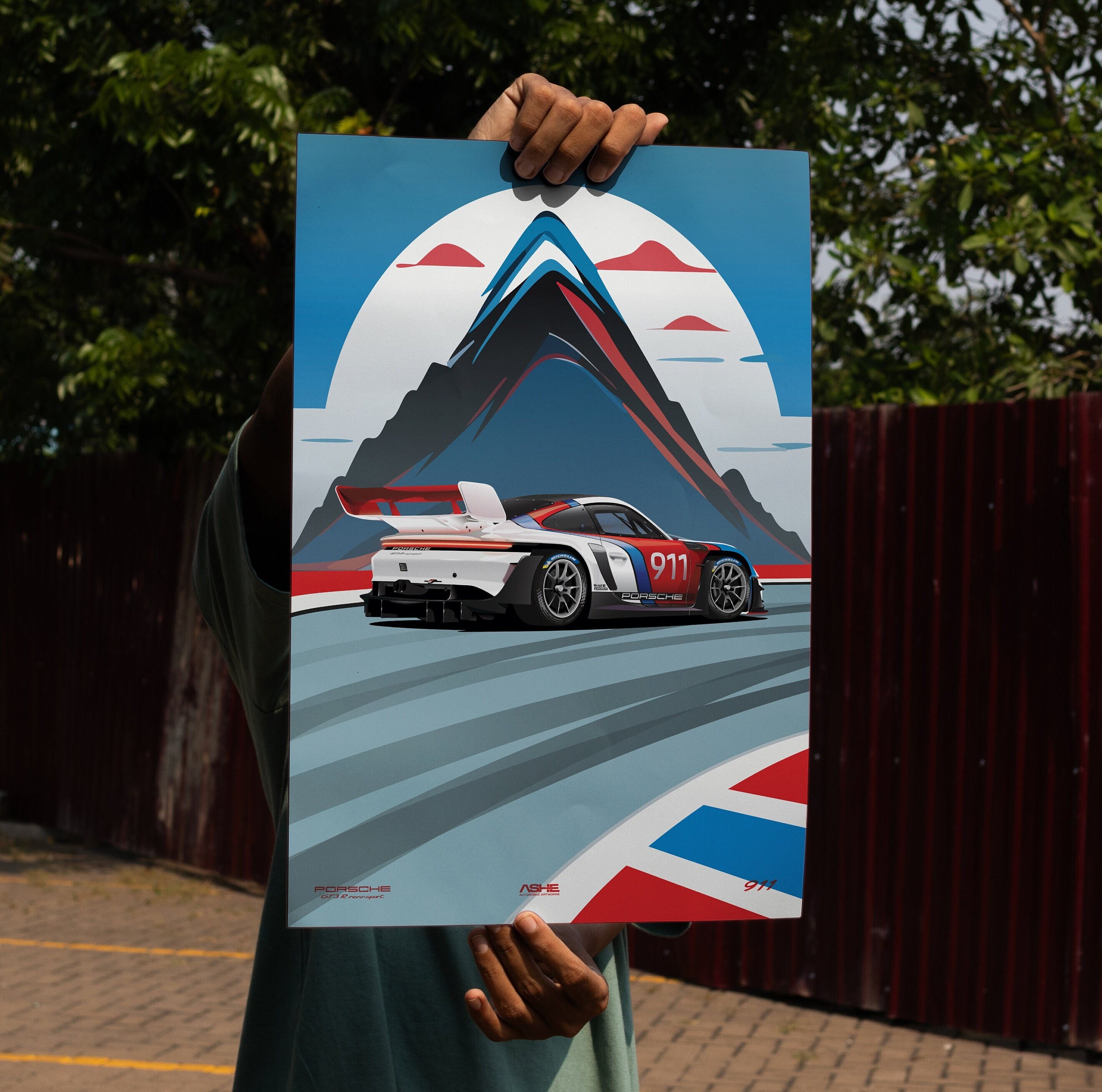 Porsche 911 GT3 R Rennsport Digital Car Poster, Illustration, Digital ...