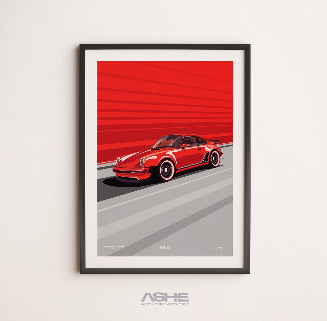 Porsche 930 Singer Turbo Study Digital Car Poster, 911, Illustration ...