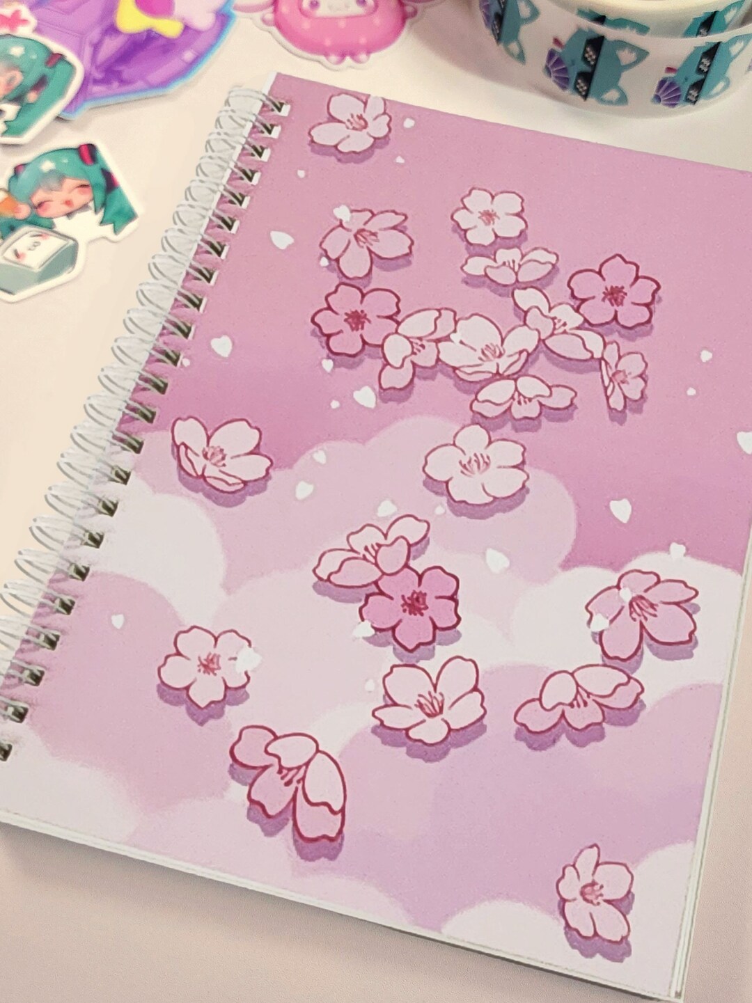 Sakura Clouds Reusable Sticker Book | Silicone Coated, Double-sided ...