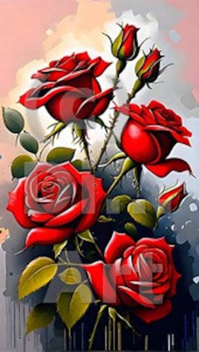 Digital Rose Paintings - 5 Different Collection4 - Etsy