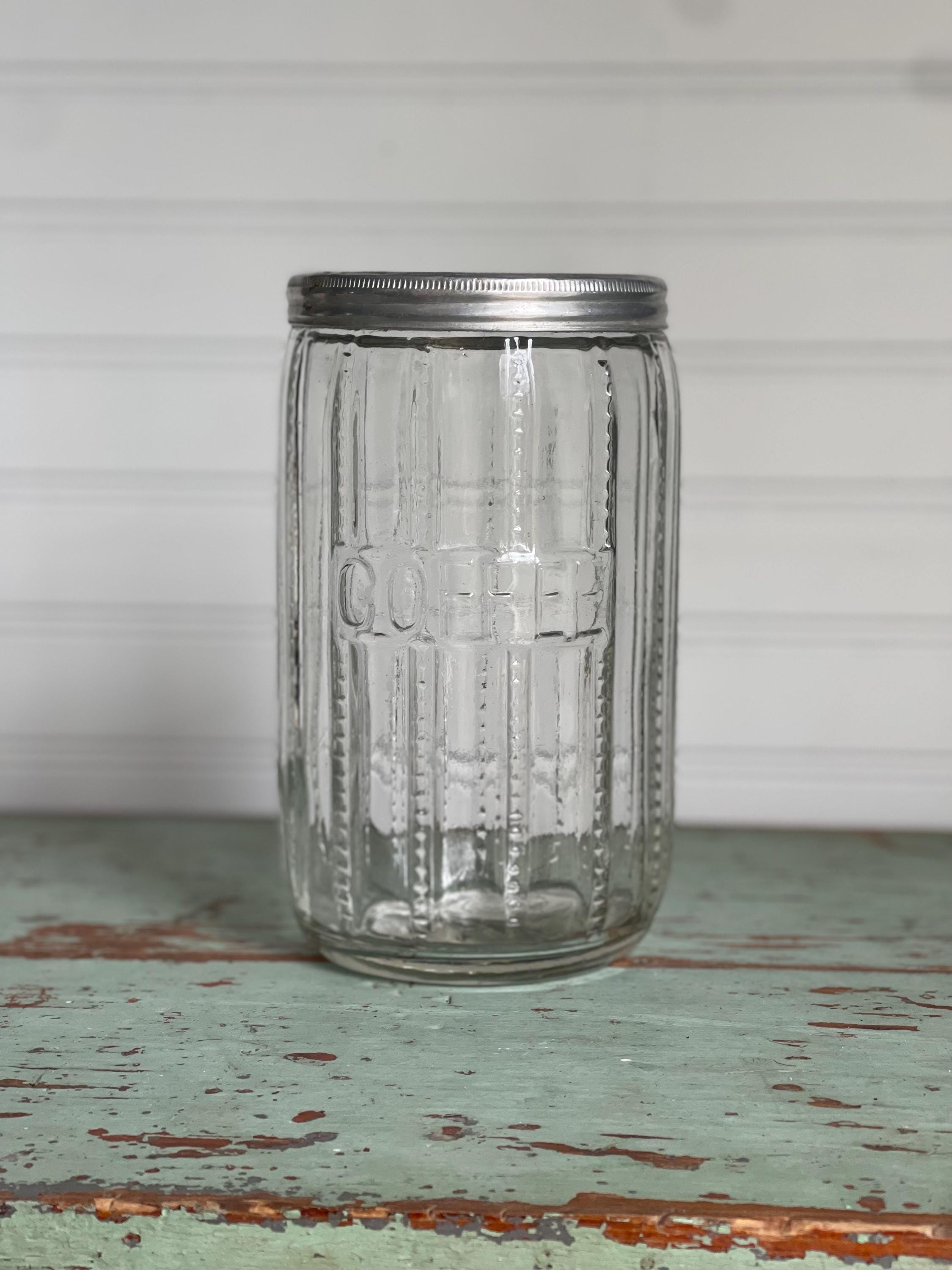 Vintage Hoosier Clear Glass Coffee Jar - Kitchen Canister - Coffee Bar ...