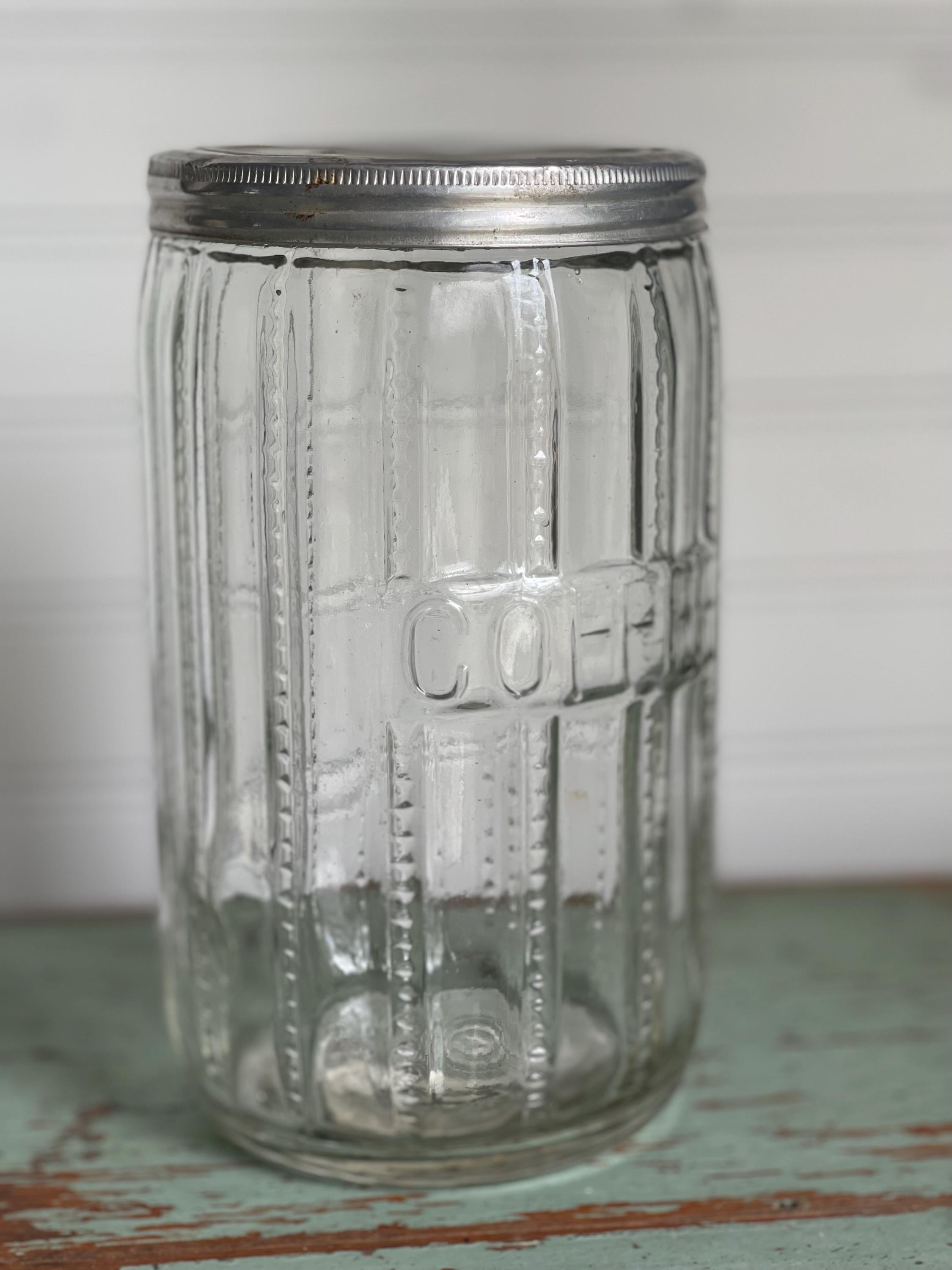 Vintage Hoosier Clear Glass Coffee Jar - Kitchen Canister - Coffee Bar ...