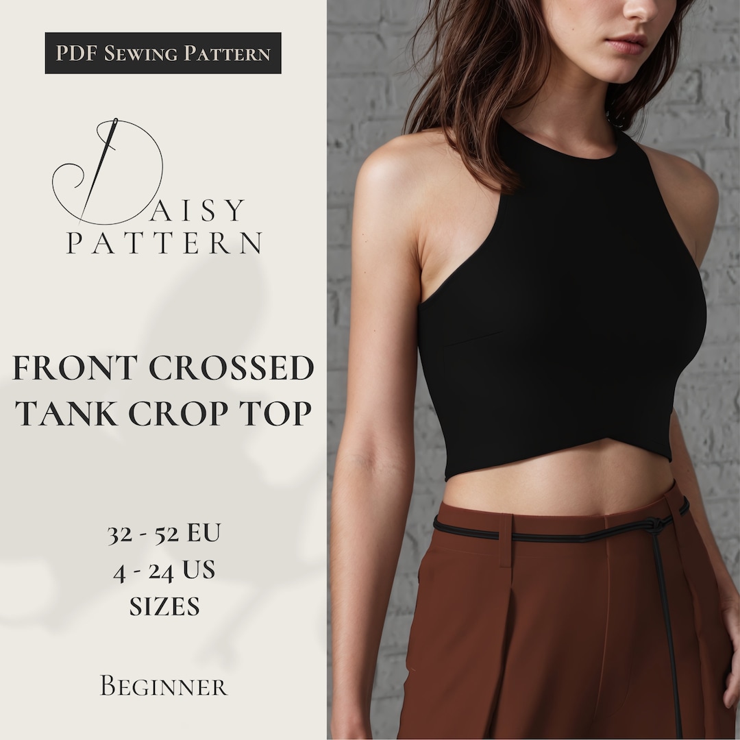 DIY Front Crossed Tank Crop Top Sewing Pattern - Digital PDF Download ...