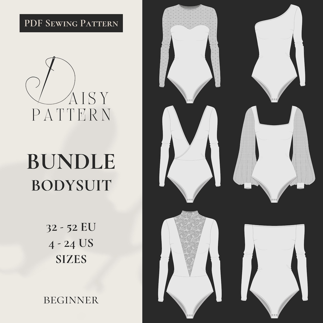 Versatile Bodysuit Sewing Pattern Bundle: Vintage-inspired Designs for ...