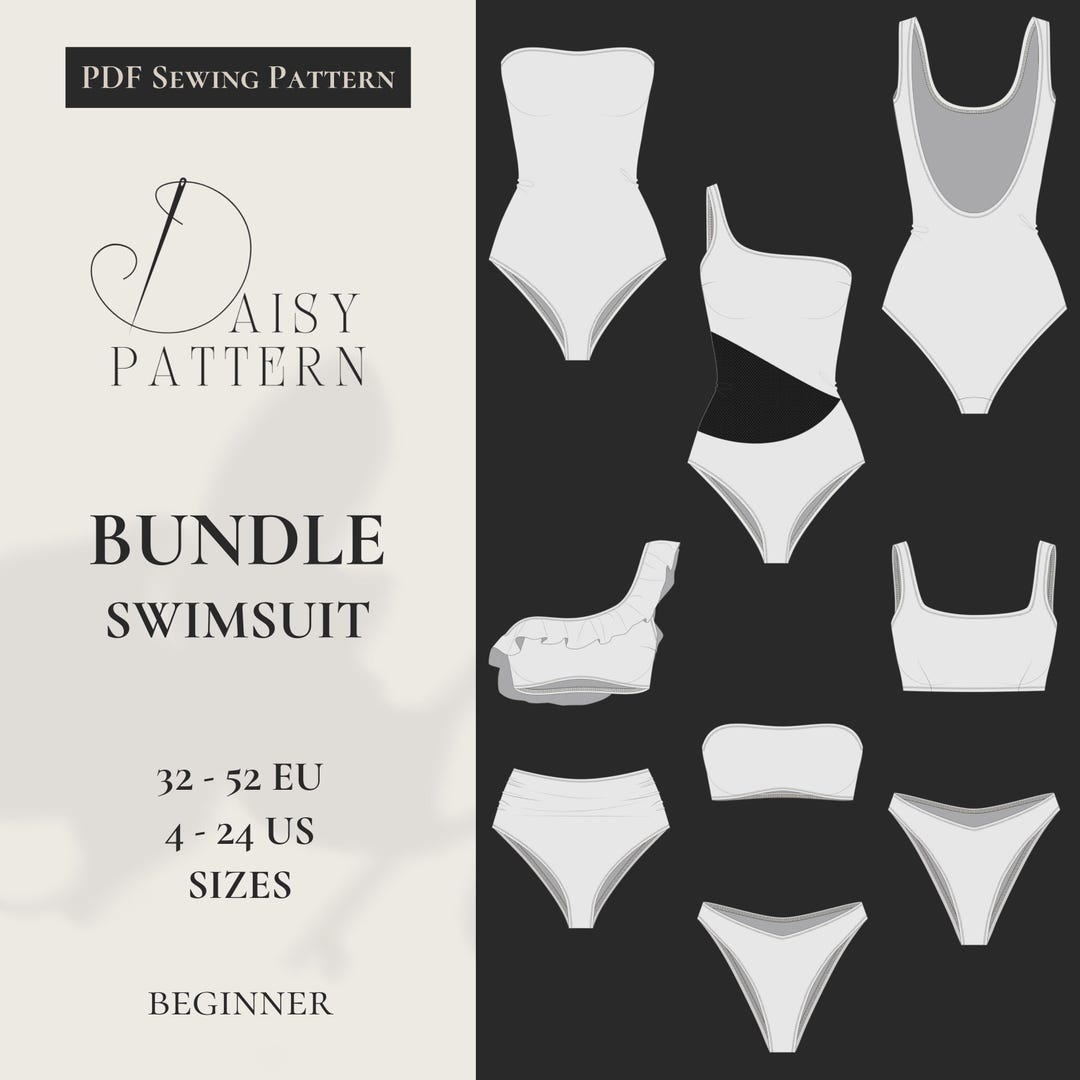 Versatile Swimsuit PDF Sewing Pattern Bundle: Vintage-inspired Designs ...