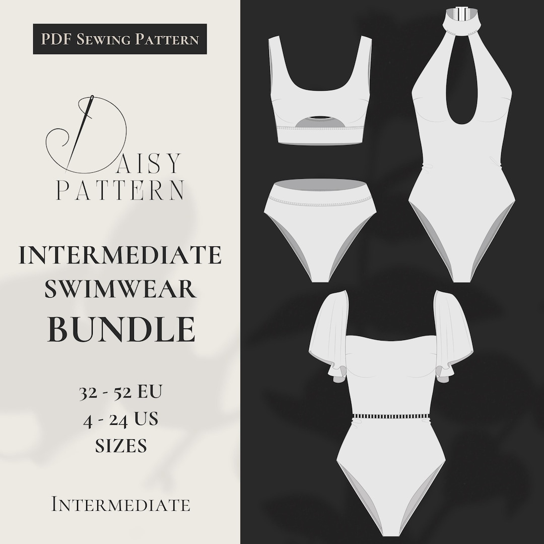 Intermediate Swimwear PDF Sewing Pattern Bundle for Women's Sizes 32-52 ...