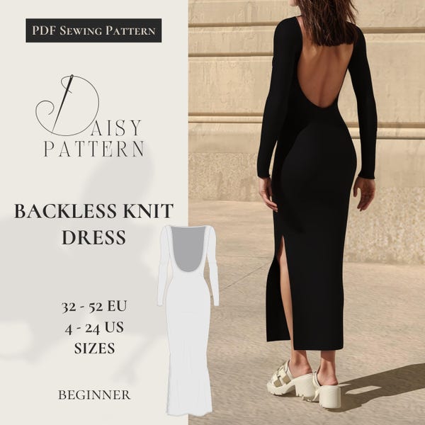 Backless Dress Pattern - Etsy