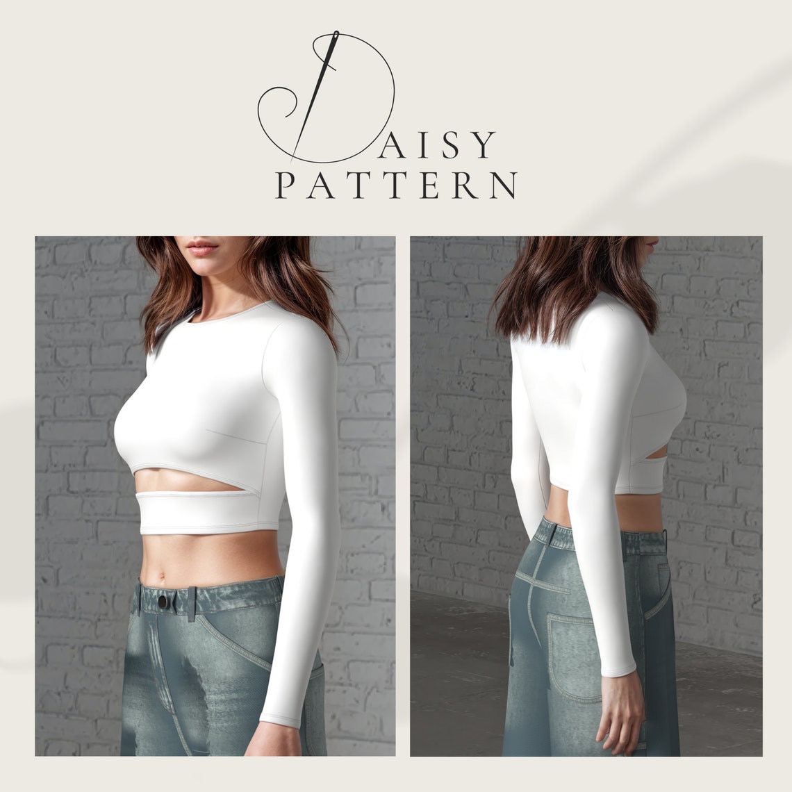DIY Long-sleeve Crop Top Sewing Pattern PDF - Sizes 32-52 Eu / 4-24 Us ...