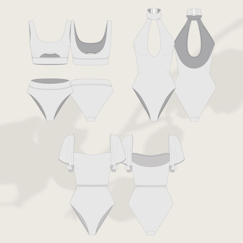 Intermediate Swimwear PDF Sewing Pattern Bundle for Women's Sizes 32-52 ...
