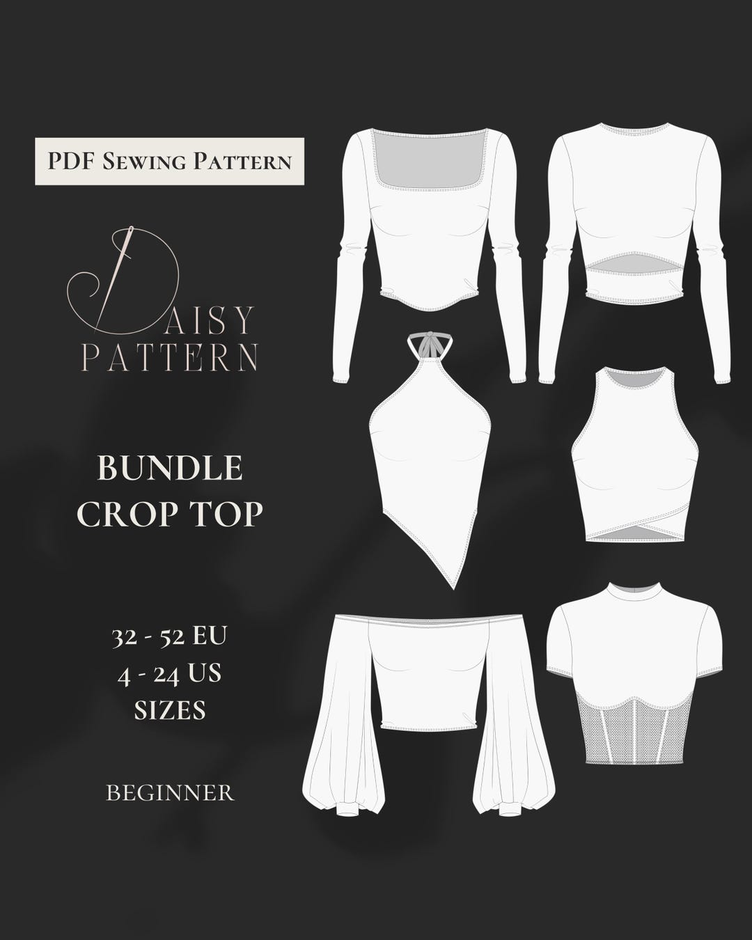Crop Top Bundle PDF Sewing Pattern - Etsy