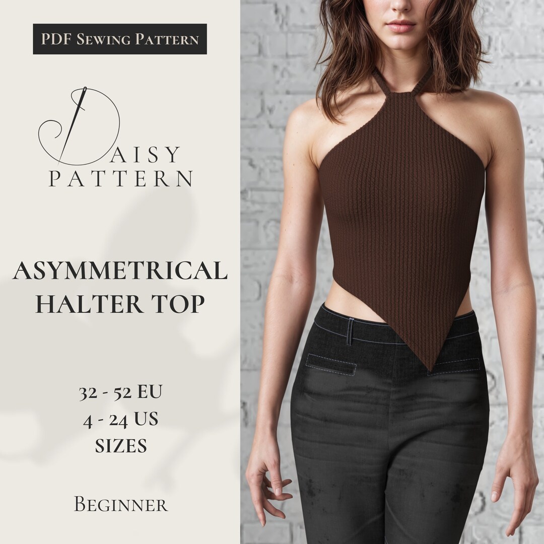 Asymmetrical Halter Top PDF Sewing Pattern: DIY Elegant Corset-style ...