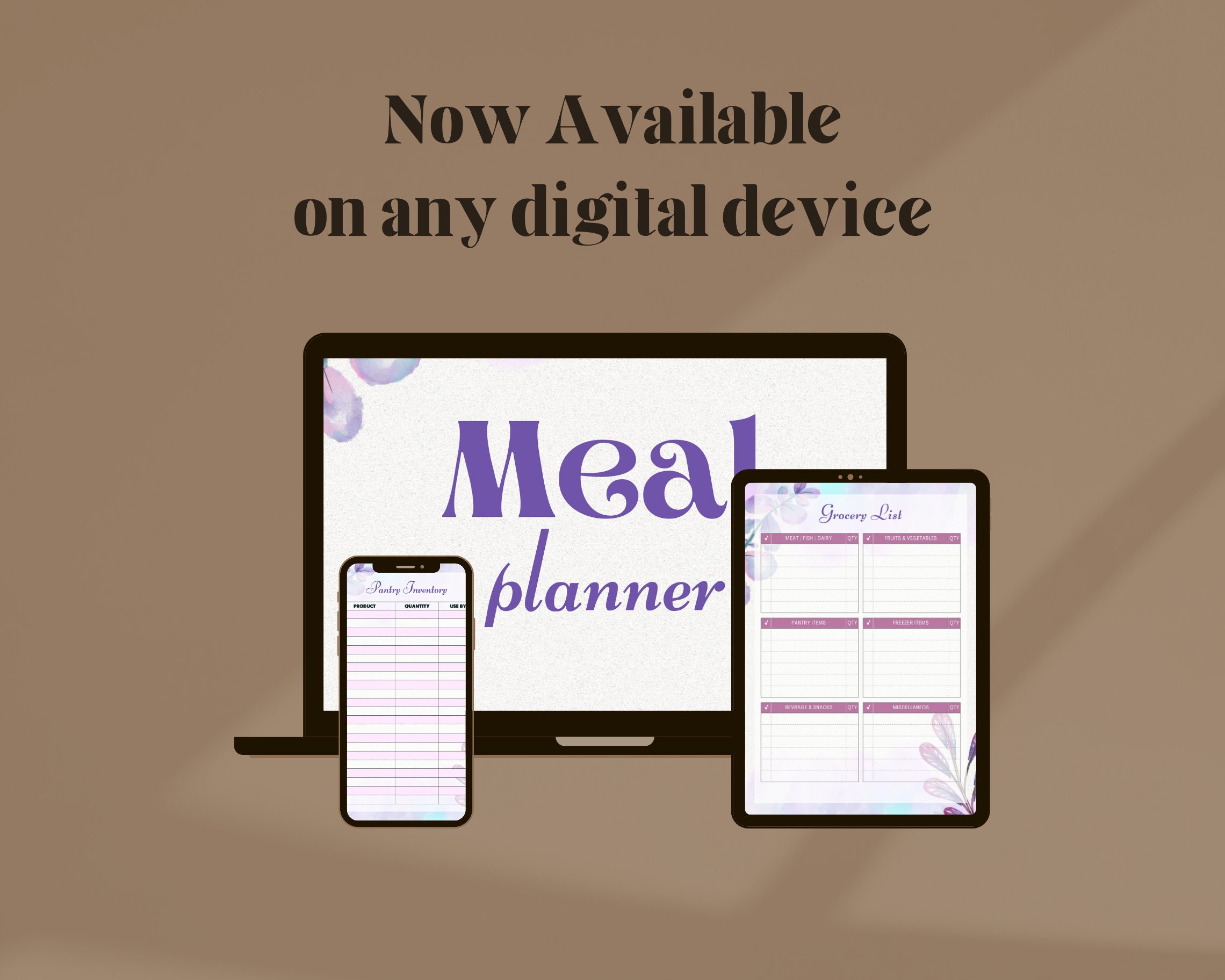 Printable Floral Weekly Meal Planner & Grocery Inventory List, Weekly ...