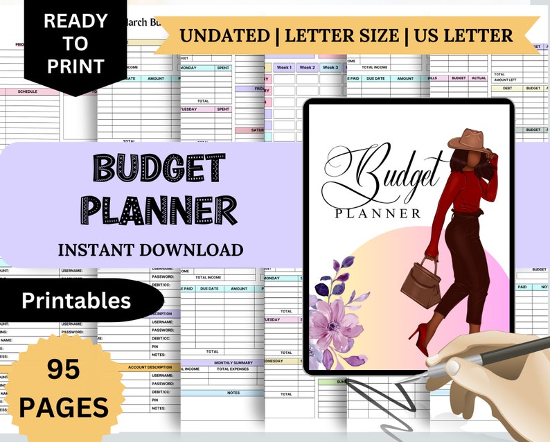 Budget Planner Printable, Digital Download Finance Tracker, to Do List ...