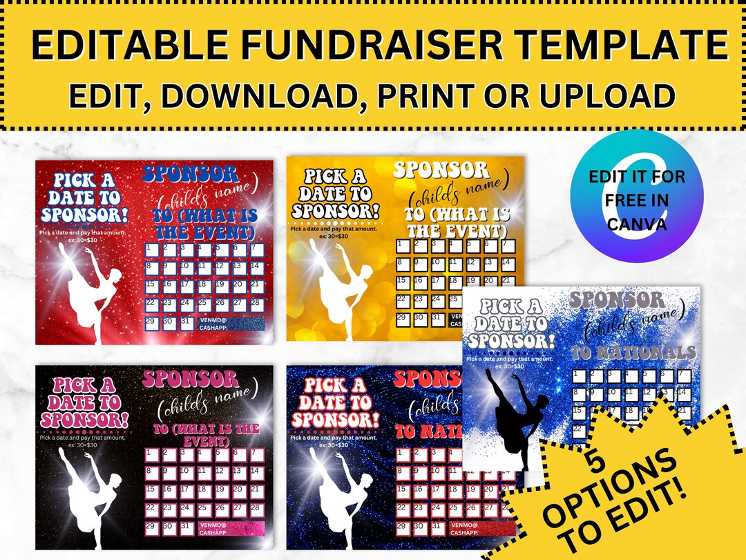 Pick a Date to Donate Printable, Cheer Fundraiser, Cheerleading Team ...