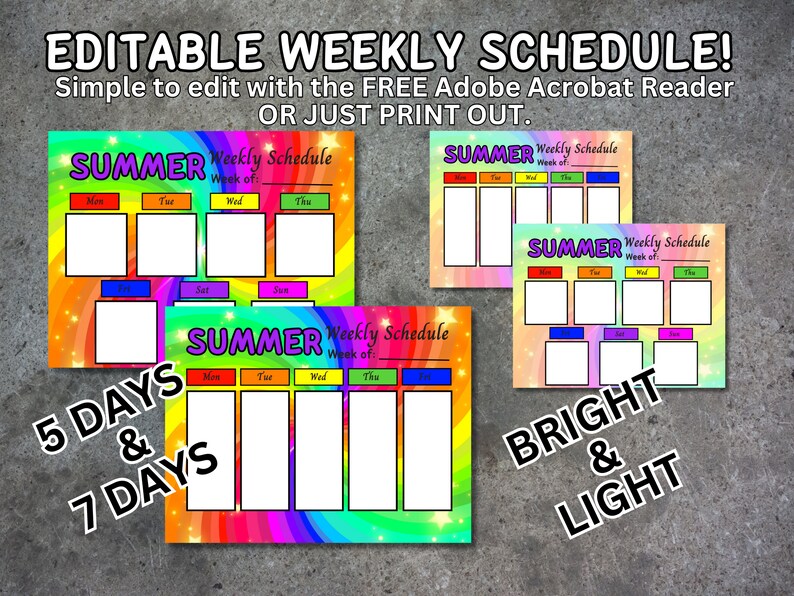 Printable Editable SUMMER 2024 Planner Bundle, Summer Calendar, Summer ...