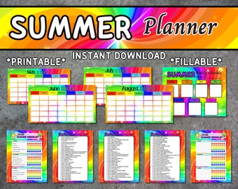 Printable Editable Summer Planner Bundle, Summer Calendar, Summer ...