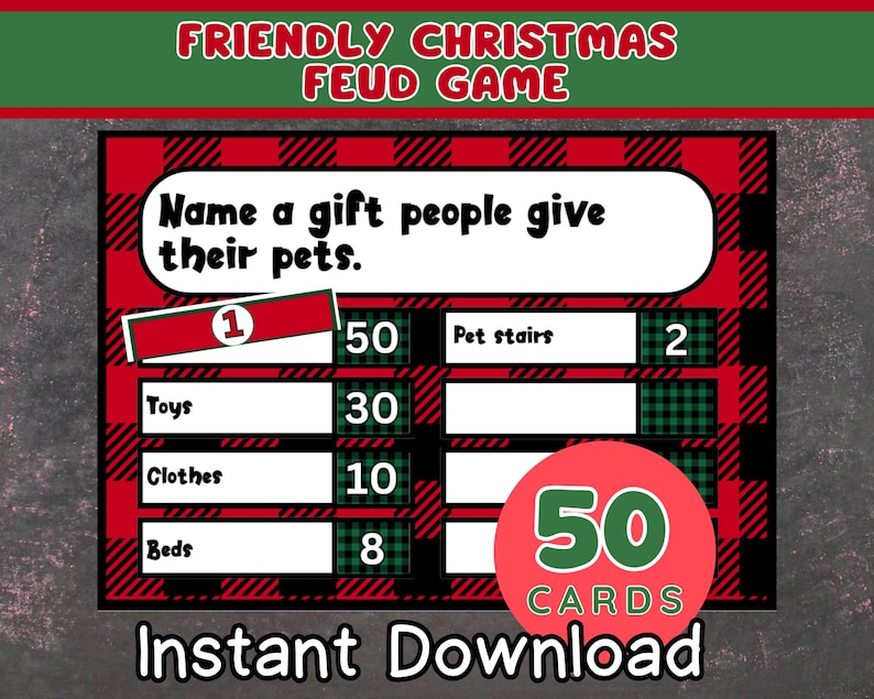 Christmas Friendly Feud Game, Printable Christmas Game, Christmas Party ...
