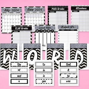 Black and White Classroom Decor Bundle, Black and White Classroom Theme ...
