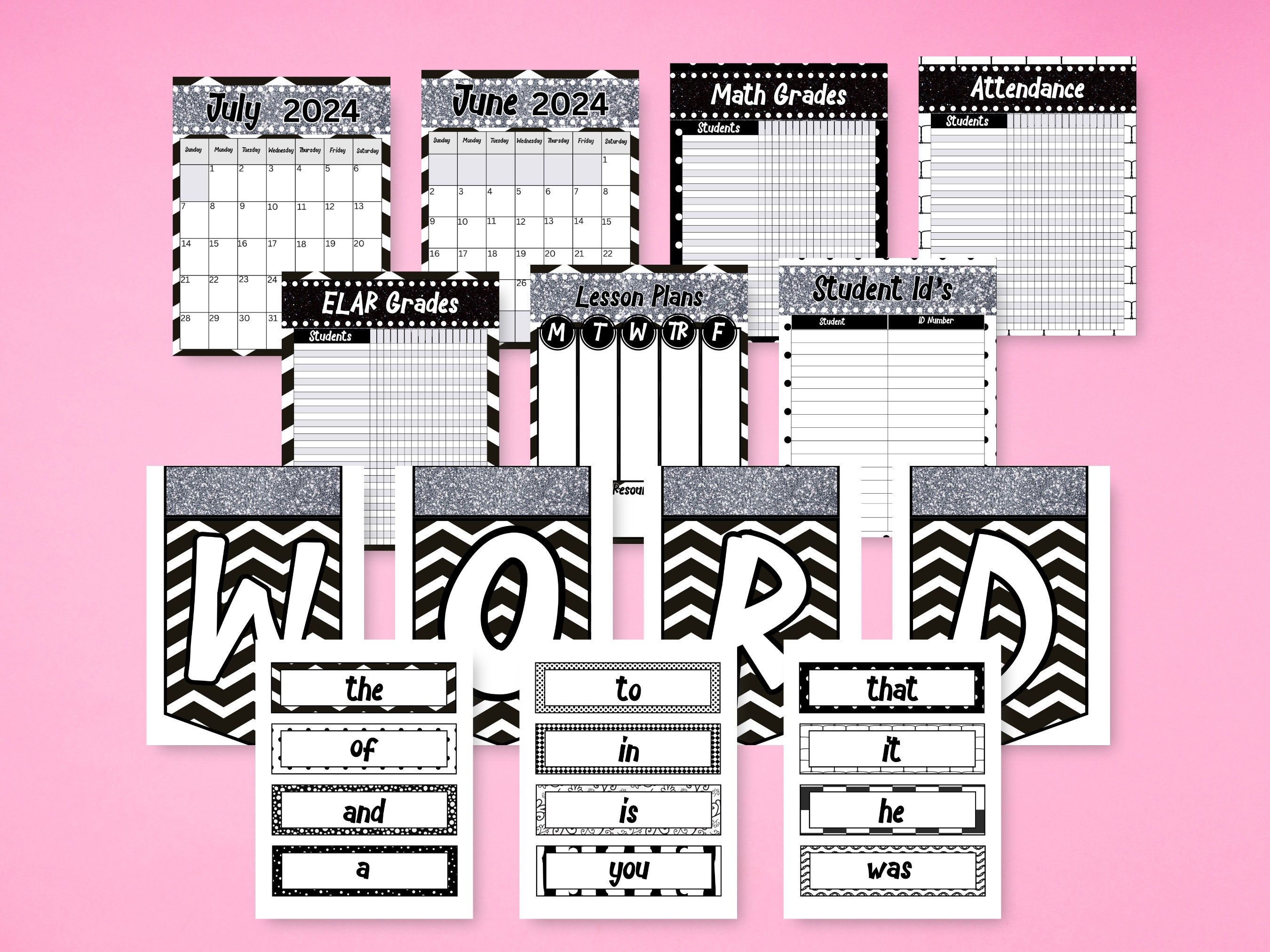 Black and White Classroom Decor Bundle, Black and White Classroom Theme ...