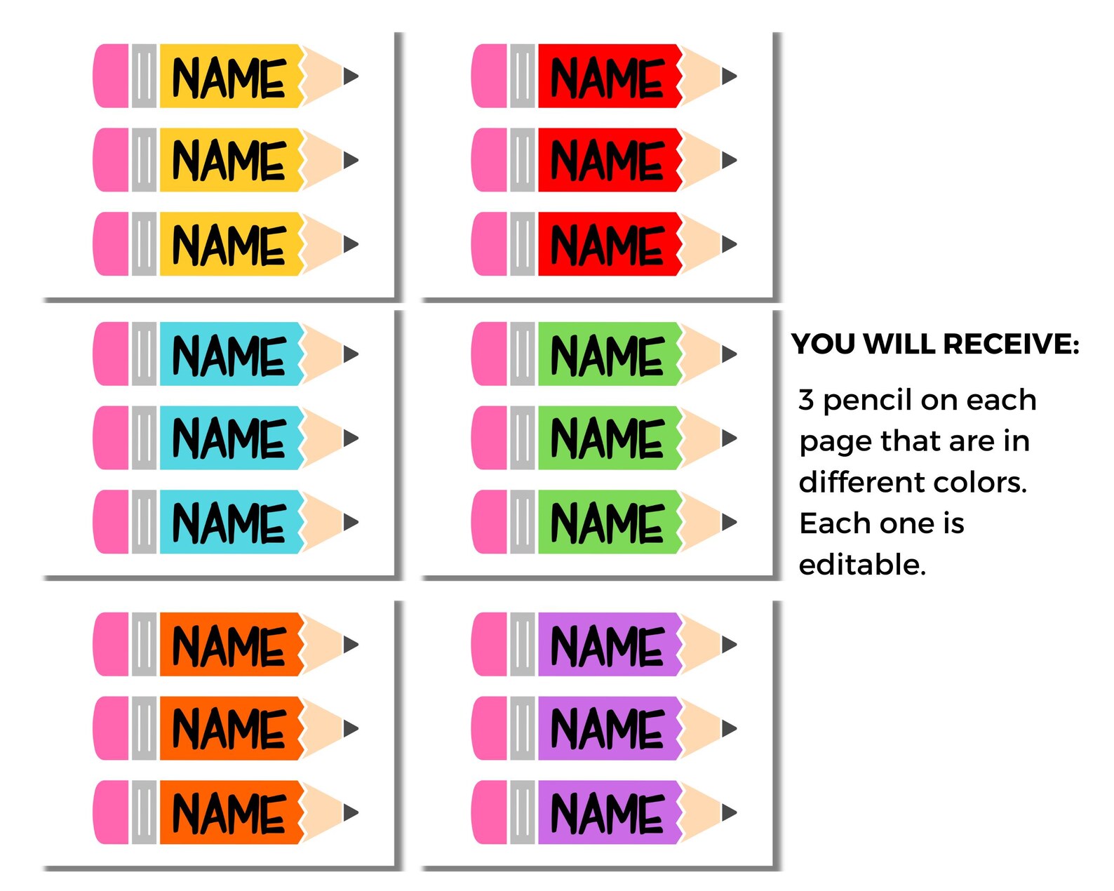 Editable Name Tag Template, Back to School Instant Edit & Download ...