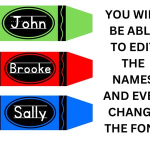 Crayon Name Tags, Crayon Desk Plate, Student Desk Plates, Printable ...