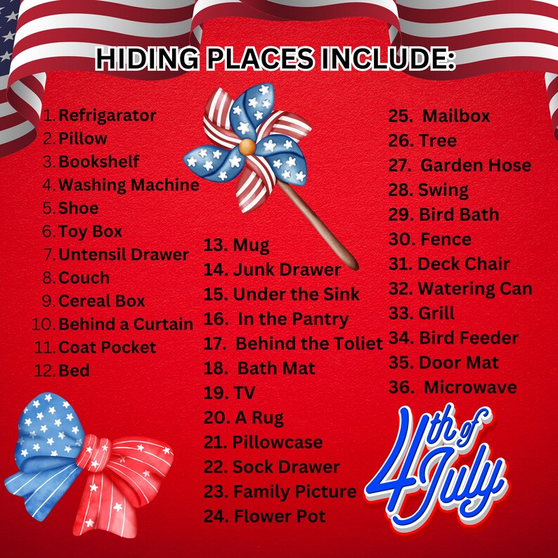4th of July Scavenger Hunt for Kids, Indoor Outdoor 4th of July Game ...