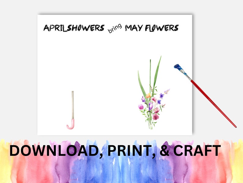 April Showers Bring May Flowers Handprint Craft Printable, Spring ...